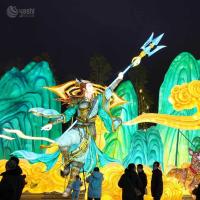 China Custom Chinese Ancient Beauty Zigong Lantern Scene, Giant Musical Lady Playing Pipa LED Light Sculpture with Bird & Lotus, Waterproof Traditional Festival Light Installation for sale