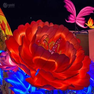 China Custom Large Peony Flower Lantern | Outdoor Waterproof Festival & Theme Park Decorative Light for sale