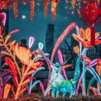 China Custom Fantasy Mythical Fox‑Beast LED Lantern, Gradient Color Spirit Animal Light Sculpture for Park Lantern Festival for sale