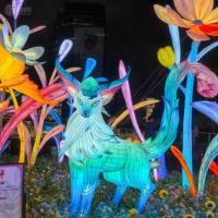 China Custom Fantasy Mythical Fox‑Beast LED Lantern, Gradient Color Spirit Animal Light Sculpture for Park Lantern Festival for sale