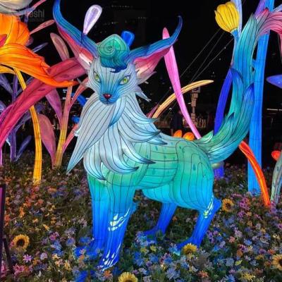 China Custom Fantasy Mythical Fox‑Beast LED Lantern, Gradient Color Spirit Animal Light Sculpture for Park Lantern Festival for sale