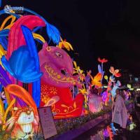 China Custom Fantasy Mythical Tapir Beast LED Lantern Sculpture, Floral Scene for Commercial Lantern Festival for sale