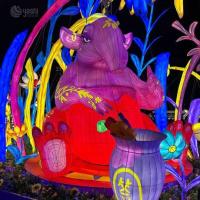 China Custom Fantasy Mythical Tapir Beast LED Lantern Sculpture, Floral Scene for Commercial Lantern Festival for sale