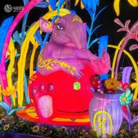 China Custom Fantasy Mythical Tapir Beast LED Lantern Sculpture, Floral Scene for Commercial Lantern Festival for sale