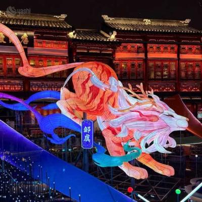 China Custom Chinese Mythical Beast Zouyu LED Lantern, Large Oriental Legend Creature Light Sculpture for Cultural Night Lantern Show for sale