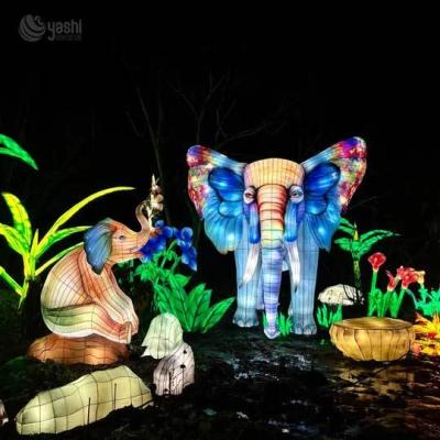 China Custom Large Elephant Family LED Lantern Set - Outdoor Jungle Theme Festival Decor Lighting for sale