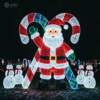 China Custom Outdoor Christmas Decor Lighting Solution: LED Santa Claus Figure with Gift Box Lights for Commercial Displays for sale