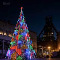 China Custom Giant Outdoor LED Christmas Tree, Large Frame Christmas Tree With Star Lights for Castle & Plaza Decor for sale