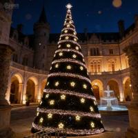 China Custom Giant Outdoor LED Christmas Tree, Large Frame Christmas Tree With Star Lights for Castle & Plaza Decor for sale