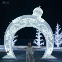 China Giant Gift Box Arch Light  Customizable 3D Christmas Tunnel Lantern for Outdoor Street & Mall Decoration for sale