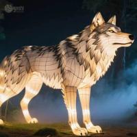 China Custom Wolf Pack LED Lantern Sculpture Set, Wild Animal Light Display for Outdoor Forest‑Theme Lantern Festival for sale