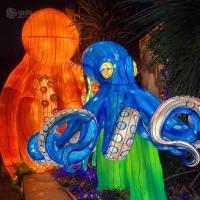 China Custom Octopus LED Lantern Sculpture, Under‑Sea Theme Light Display with Coral for Outdoor Aquatic Lantern Festival for sale