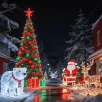 China Custom Christmas Light Sculpture Bundle  Giant Santa, Glowing Reindeer, LED Tree & Gift Boxes for Festival & Mall Decor for sale