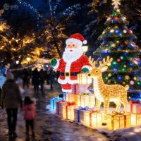 China Custom Christmas Light Sculpture Bundle  Giant Santa, Glowing Reindeer, LED Tree & Gift Boxes for Festival & Mall Decor for sale