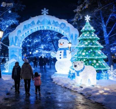 China Custom Giant Snowman & Polar Bear LED Light Set  Waterproof Outdoor Christmas Decor for Malls & Theme Parks for sale