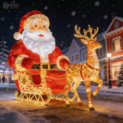 China Large-sized Santa Claus and Reindeer LED Lanterns, Used for Outdoor Large-scale Lighting and Light Show Performances for sale