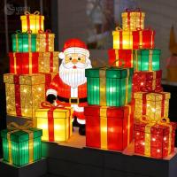 China Large-sized Santa Claus and Reindeer LED Lanterns, Used for Outdoor Large-scale Lighting and Light Show Performances for sale