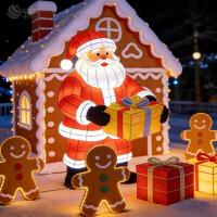 China Custom Santa Sleigh & Reindeer LED Light Sculpture, Christmas Sleigh Light Set for Plaza & Mall Holiday Exhibition for sale