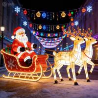 China Custom Santa Sleigh & Reindeer LED Light Sculpture, Christmas Sleigh Light Set for Plaza & Mall Holiday Exhibition for sale