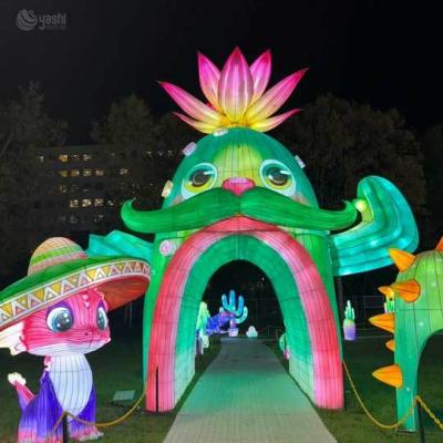 China Custom Large Cactus Arch Lantern Light Show Outdoor Waterproof LED Sculpture for Halloween & Christmas for sale