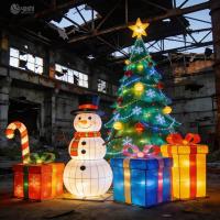 China Commercial Christmas Village Light Sculpture Set, Illuminated Santa Snowman Polar Bear Scene Lanterns for Outdoor Festival Display for sale
