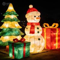 China Commercial Christmas Village Light Sculpture Set, Illuminated Santa Snowman Polar Bear Scene Lanterns for Outdoor Festival Display for sale