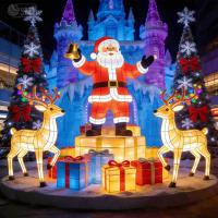 China Commercial Christmas Village Light Sculpture Set, Illuminated Santa Snowman Polar Bear Scene Lanterns for Outdoor Festival Display for sale
