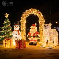 China Commercial Christmas Village Light Sculpture Set, Illuminated Santa Snowman Polar Bear Scene Lanterns for Outdoor Festival Display for sale