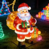 China Commercial LED Christmas Train Light Sculpture Scene, Giant Illuminated Santa Train Lantern Set for Outdoor Light Festival for sale