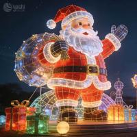 China Commercial LED Christmas Train Light Sculpture Scene, Giant Illuminated Santa Train Lantern Set for Outdoor Light Festival for sale