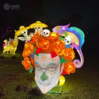 China Large Mexican Sugar Skull Lantern Sculpture - Custom Light Festival & Halloween Lighting Decor Solution for sale