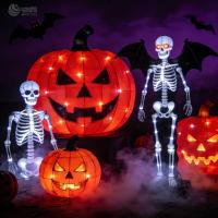 China Giant Halloween Skull Lantern Custom Waterproof LED Skeleton Light for Theme Park Decoration for sale