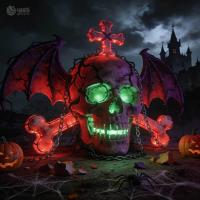 China Giant Halloween Skull Lantern Custom Waterproof LED Skeleton Light for Theme Park Decoration for sale