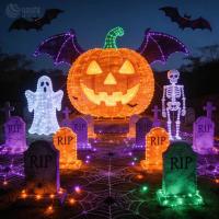 China Giant Halloween Skull Lantern Custom Waterproof LED Skeleton Light for Theme Park Decoration for sale