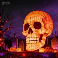 China Giant Halloween Skull Lantern Custom Waterproof LED Skeleton Light for Theme Park Decoration for sale