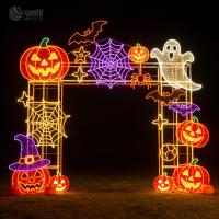 China Custom Halloween Arch Lantern, Large‑Size LED Pumpkin Ghost Bat Themed Light Arch for Festival Entrance Decoration for sale