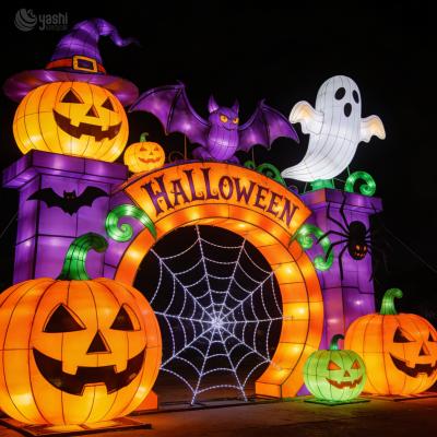 China Custom Halloween Arch Lantern, Large‑Size LED Pumpkin Ghost Bat Themed Light Arch for Festival Entrance Decoration for sale