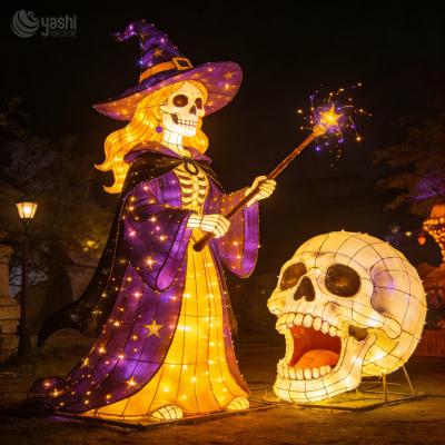 China Large-Scale Scary Zone Lighting Design | Giant Outdoor Halloween LED Witch Light Decor for sale