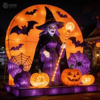 China Large-Scale Scary Zone Lighting Design | Giant Outdoor Halloween LED Witch Light Decor for sale