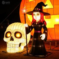 China Large-Scale Scary Zone Lighting Design | Giant Outdoor Halloween LED Witch Light Decor for sale