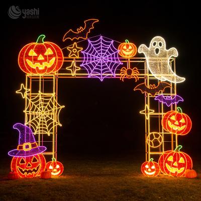 China Customized Halloween Outdoor LED Inflatable Archway Lanterns for Entrance Decoration, Pumpkin Theme for sale