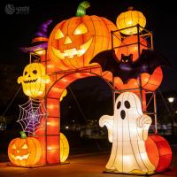 China Customized Halloween Outdoor LED Inflatable Archway Lanterns for Entrance Decoration, Pumpkin Theme for sale