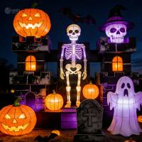 China Customized Halloween Outdoor LED Inflatable Archway Lanterns for Entrance Decoration, Pumpkin Theme for sale