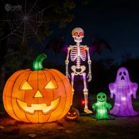 China Halloween Ghost Skeleton Pumpkin LED Light Sculpture Giant Outdoor Festival Decor Custom Lantern for sale