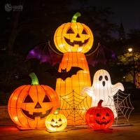 China Halloween Ghost Skeleton Pumpkin LED Light Sculpture Giant Outdoor Festival Decor Custom Lantern for sale