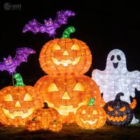 China Halloween Ghost Skeleton Pumpkin LED Light Sculpture Giant Outdoor Festival Decor Custom Lantern for sale