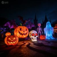 China Halloween Ghost Skeleton Pumpkin LED Light Sculpture Giant Outdoor Festival Decor Custom Lantern for sale