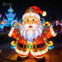 China Giant Santa Claus House Light Sculpture, Commercial Outdoor LED Christmas Scene Lantern for Plaza Light Festival for sale