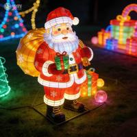 China Giant Santa Claus House Light Sculpture, Commercial Outdoor LED Christmas Scene Lantern for Plaza Light Festival for sale