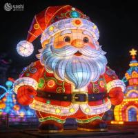 China Giant Santa Claus House Light Sculpture, Commercial Outdoor LED Christmas Scene Lantern for Plaza Light Festival for sale